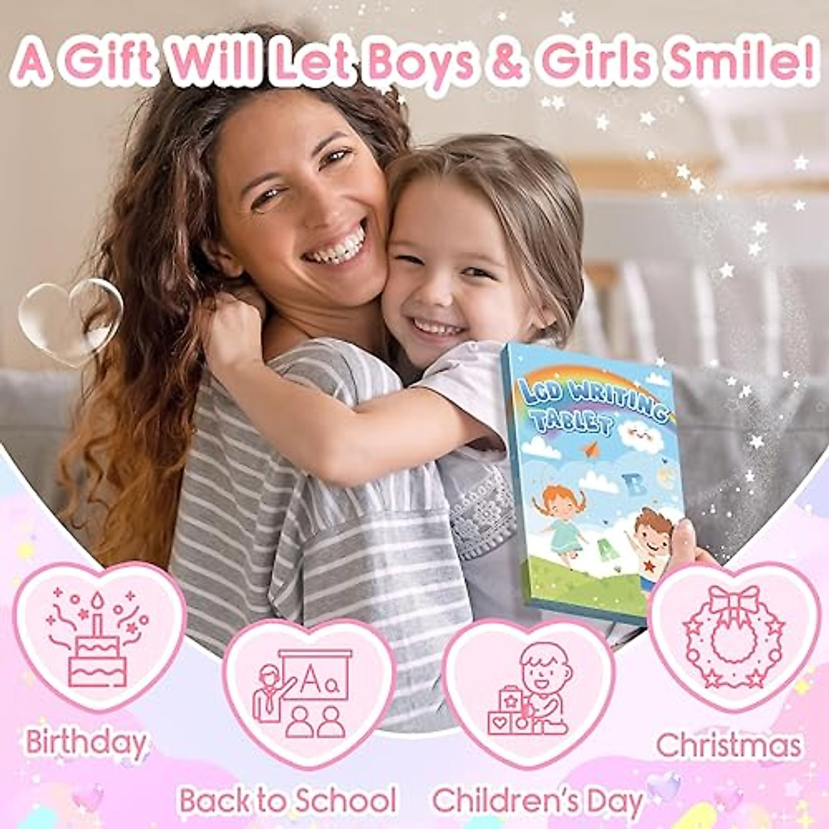 FLUESTON Drawing Tablet Board Kids Toys LCD Doodle Writing Pads for 3 4 5 6 7 7+ Year Old Girls Boys, Toddler Educational Learning Erasable Pad for Birthday 8.8 Inch Green Cute Dinosaur