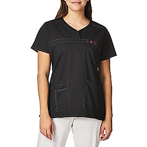 WonderWink Women's Wonderflex Patience Scrub Top, Black, XX-Large