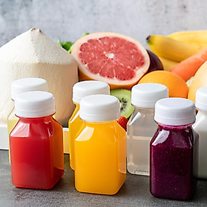 Norcalway 8pcs 2oz Shot Bottles with Caps - Ginger Shot Lids, Wellness Juice, Freezer Safe, Leak Proof, Food Grade Bottles