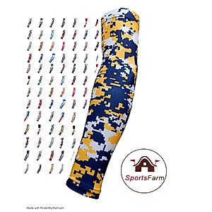 SportsFarm NEW! Moisture Wicking Compression Arm Sleeve (Neon Green Gray Digital Camo, Large)