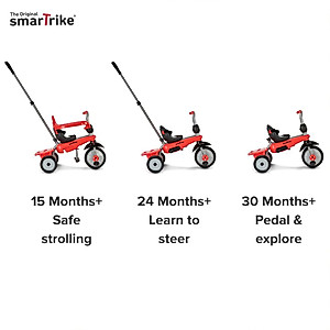 smarTrike Breeze Toddler Tricycle for 1,2,3 Year Olds - 3 in 1 Multi-Stage Trike, Red