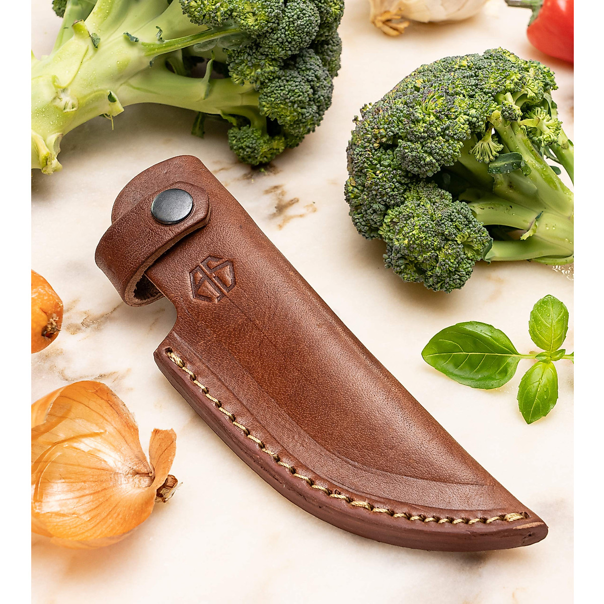 Premium knife sheath with belt clip – handmade knife holster made of genuine buffalo leather – knife leather pouch for hunting & kitchen – Tommy brown