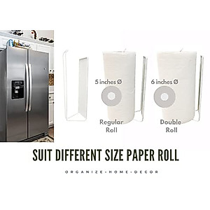 Magnetic Paper Towel Holder for Refrigerator- for Toolbox, Grill, RV, Fridge, Magnetic Towel Bar for Garage, Laundry Room, Bathroom, Kitchen, Metal White