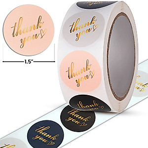 1.5 inch Thank You Stickers for Supporting Your Small Business, 500 Pcs/Roll, Gold Font Round Shape Thank You Labels for Greeting Cards, Shopping Bags (1 roll)