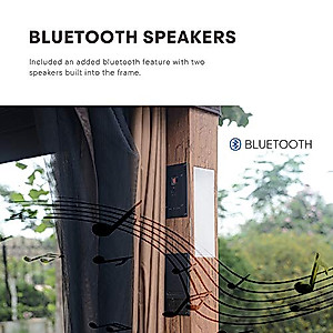 10x12 Gazebo Canopy Soft Top Outdoor Gazebo Tent 2-Tier Curtain Double Roof Vented Gazebo with Mesh, LED Lights, and Bluetooth Speakers