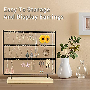 Suneed Earring Holder Organizer Jewelry Display Stands Earring Organizer Stand Jewelry Holder Organizer, Earring & Necklace Jewelry Towel Organizer Display Tree (Black-3Layer)