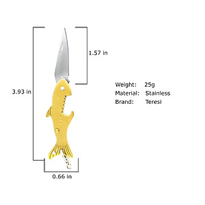 Teresi Small Pocket Knife for Men and Women, mini knife keychain ,with shark shape, Blade Length 1.5in