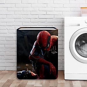 LICHWEST For Spiderman Foldable Waterproof Laundry Bag with Support Rods, 60L Capacity - Ideal Clothes Hamper and Laundry Basket for Storing Laundry Supplies, Toys, and More, White