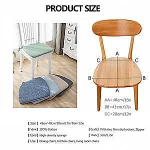 Chair Cushions for Dining Chairs 6 Pack with Ties, Chair Pads for Dining Chairs Set Of 6 U Shaped, Washable Seat Cushions for Kitchen Chairs, Detachable Breathable 100% Cotton Fabric Cover Blue