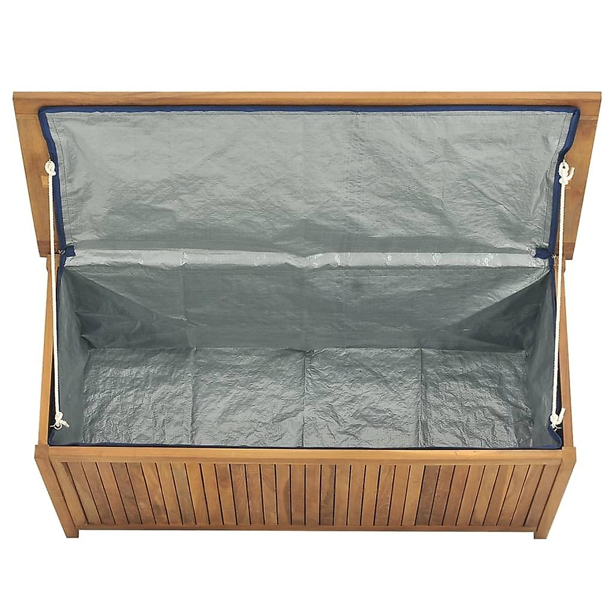 vidaXL Patio Box 44.9"x19.7"x22.8" – Durable Solid Teak Wood Outdoor Storage – Easy Assembly – Large Capacity – California Proposition 65 Warning