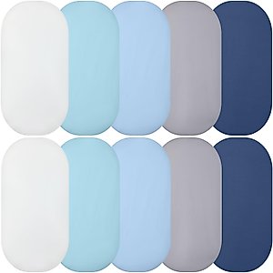 Preboun 10 Pack Bassinet Sheet for Baby Boys Girls Soft Cradle Sheets Microfiber Baby Bassinet Sheets Fit for Most Oval, Hourglass and Rectangular Mattress
