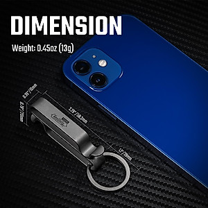 KeyUnity KM00 Titanium Belt Loop Keychain Clip Double Side Quick Release Key Holder with Detachable Key Ring (Stonewashed)