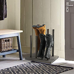 MyGift Vintage Gray Solid Wood Boot Rack Organizer for Tall Boots, Entryway Mudroom Closet Shoe Rack, Winter and Rain Boots Drying Stand, Holds 4 Pairs