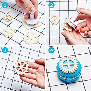 6 Pieces Gear Cookie Cutters Steampunk Fondant Molds Cogs Mold Clock Wheel Mold Fondant Cake Mold Plunger Cutter for Cupcake Decoration Gingerbread Cookie Polymer Clay Crafting Project