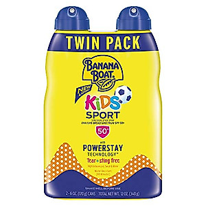 Banana Boat Kids Sport Sunscreen Spray, Sting-Free, Tear-Free, Broad Spectrum, SPF 50, 6oz. - Twin Pack