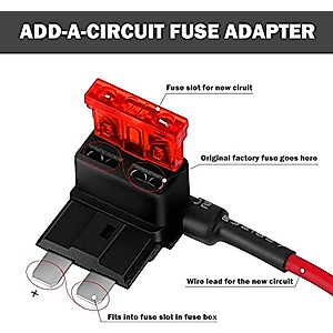 Gebildet Dash Cam Hardwire Kit Mini USB,10ft 12V-24V to 5V Low Voltage Protection ACN/ACS/ACU Add a Circuit Fuse Holders (Right Angle Mini USB+Fuse kit)