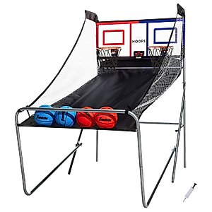 Franklin Sports Basketball Arcade Shootout - Indoor Electronic Double Basketball Hoop Game - Dual Pro Hoops Basketball Shooting with Electronic Scoreboard + (4) Basketballs - 2 Player Shooting Game