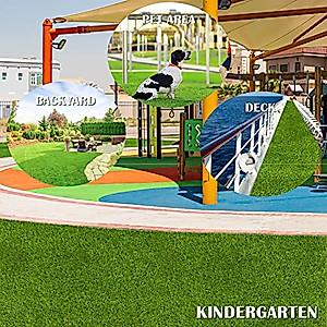 ZGR Artificial Grass Rug 4 FT x 6 FT Fake Faux Grass, Indoor Outdoor Patio Garden Lawn Landscape Synthetic Grass Mat, Realistic Turf, 4-Tone/Soft, with Drainage Holes & Rubber Backing/Many Sizes