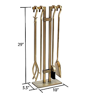 Pilgrim Home and Hearth 18086 Sinclair Fireplace Tool Set, Burnished Brass, 20 Pounds