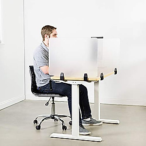 VIVO Dual Frosted Plexiglass 30 x 18 inch Clamp-on Desk Privacy Panels, Acrylic Cubicle Desk Dividers, Office Partitions, Pack of 2, PP-2-G060C