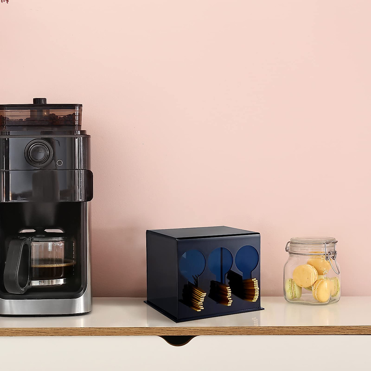 Acrylic Utensil Dispenser Cutlery Organizer 3 Compartment Utensil Holder for Party Knife Spoon and Fork Holder Plastic Silverware Holder for Kitchen Countertop Restaurant Storage (Black Transparent)