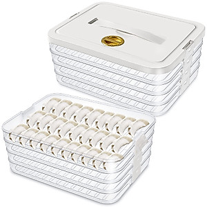 Nuanchu 2 Pcs 4 Layer Dumpling Storage Box for Freezer Food Container Refrigerator Dumpling Storage Box Plastic Cookie Storage Container Large Food Container Organizer Stackable Food Containers