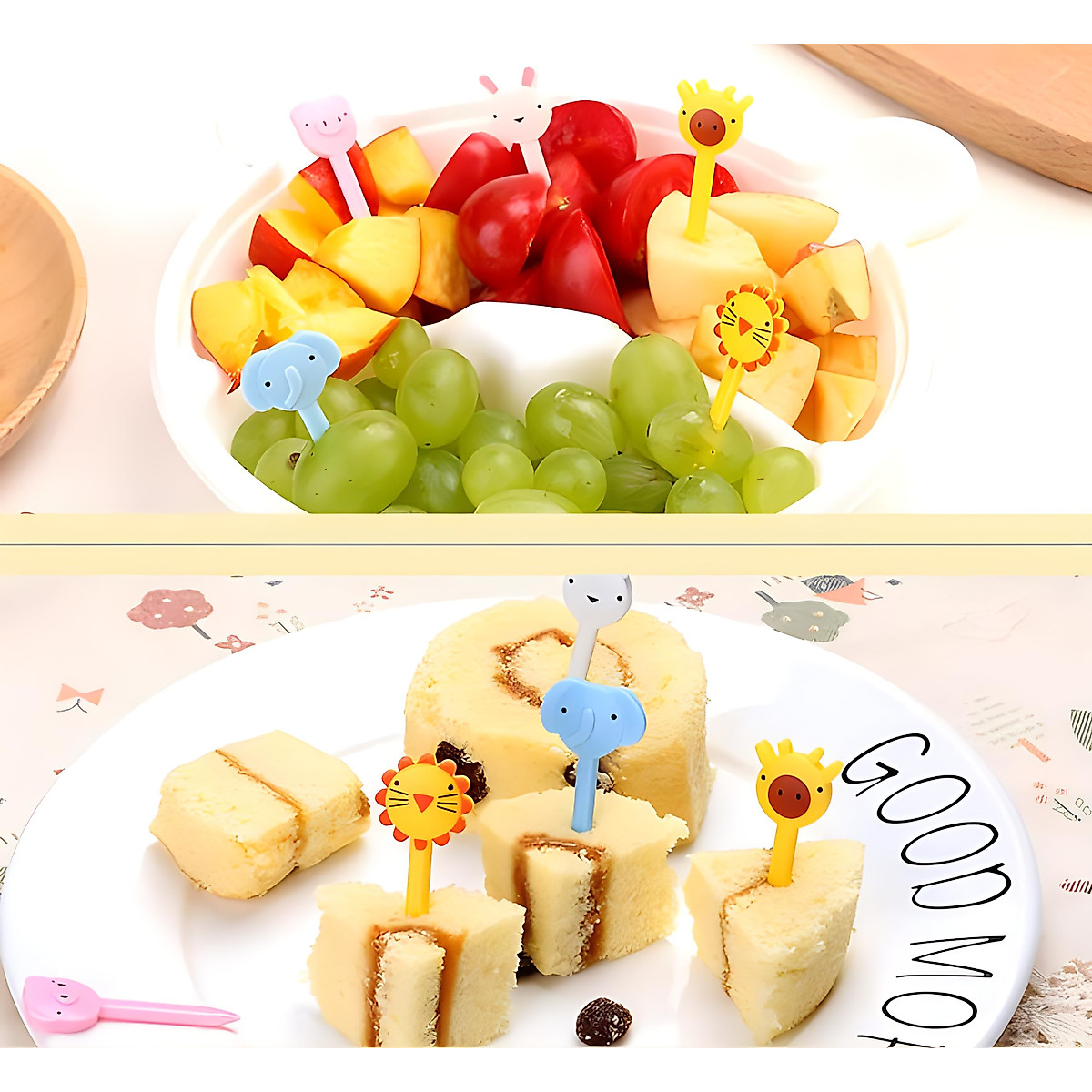 10pcs Lovely Animal Shaped Food Fruit Fork Picks for Kids, Dessert Forks Mini Cartoon Toothpick for Cake Dessert Pastry Party Supply