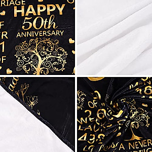 AKLSNDLKA 50th Anniversary Blanket Gifts,Gift for 50th Wedding Anniversary,50th Golden Wedding Anniversary Couple Gifts for Husband Wife Dad Mom Grandparents 60"X 50" Flannel