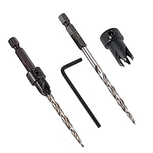 Eyech 5pc Wood Countersink Drill Bit Set Taper Drill Countersink Set 1/4" Hex Shank for Woodworking 7/64 9/64 11/64 3/16 7/32