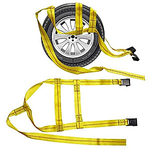 BANG4BUCK 2 Pieces 5ft Universal Adjustable Tie Down Tow Dolly Basket Straps for Demco Kar Kaddy Dollys 10,000 lb Strength with 2 Flat Hooks