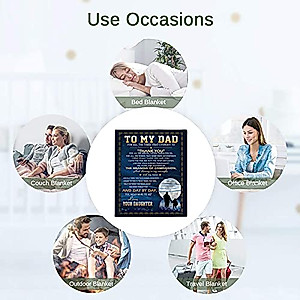 Joyloce to My Dad from Daughter Flannel Fleece Throw Blanket 60"x50", Grateful Love Birthday Gift Throws Blankets, Happy Father's Day Present for Sofa, Super Cozy Lightweight Father Gifts Idea