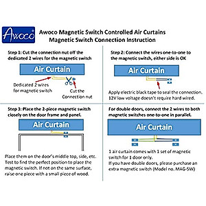 Awoco 36" Super Power 1 Speed 1200 CFM Commercial Indoor Air Curtain, 120V Unheated, ETL & UL Certified to Meet NSF 37 Food Service Standard