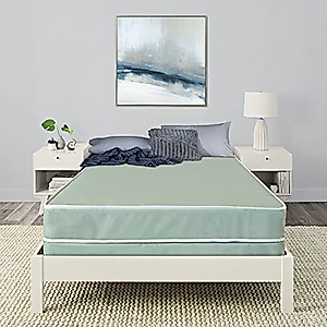 Mattress Solution 8-Inch Firm Double sided Tight top Waterproof Vinyl Innerspring Mattress and 8" Wood Traditional Box spring Set, Twin