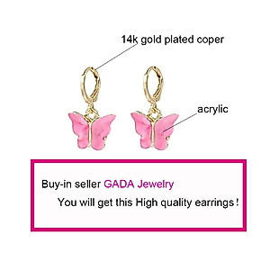 Butterfly Earrings Tiny Hoop Earrings Colorful Acrylic Butterfly Earrings For Women (Small acrylic butterfly)