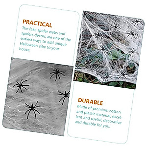 Gadpiparty 4 Sets Party Halloween Novelty for Props Fake Stretchy Cobweb Decorations Decoration with Scary Spiders and Webbing Indoor Web Decor Outdoor Spider
