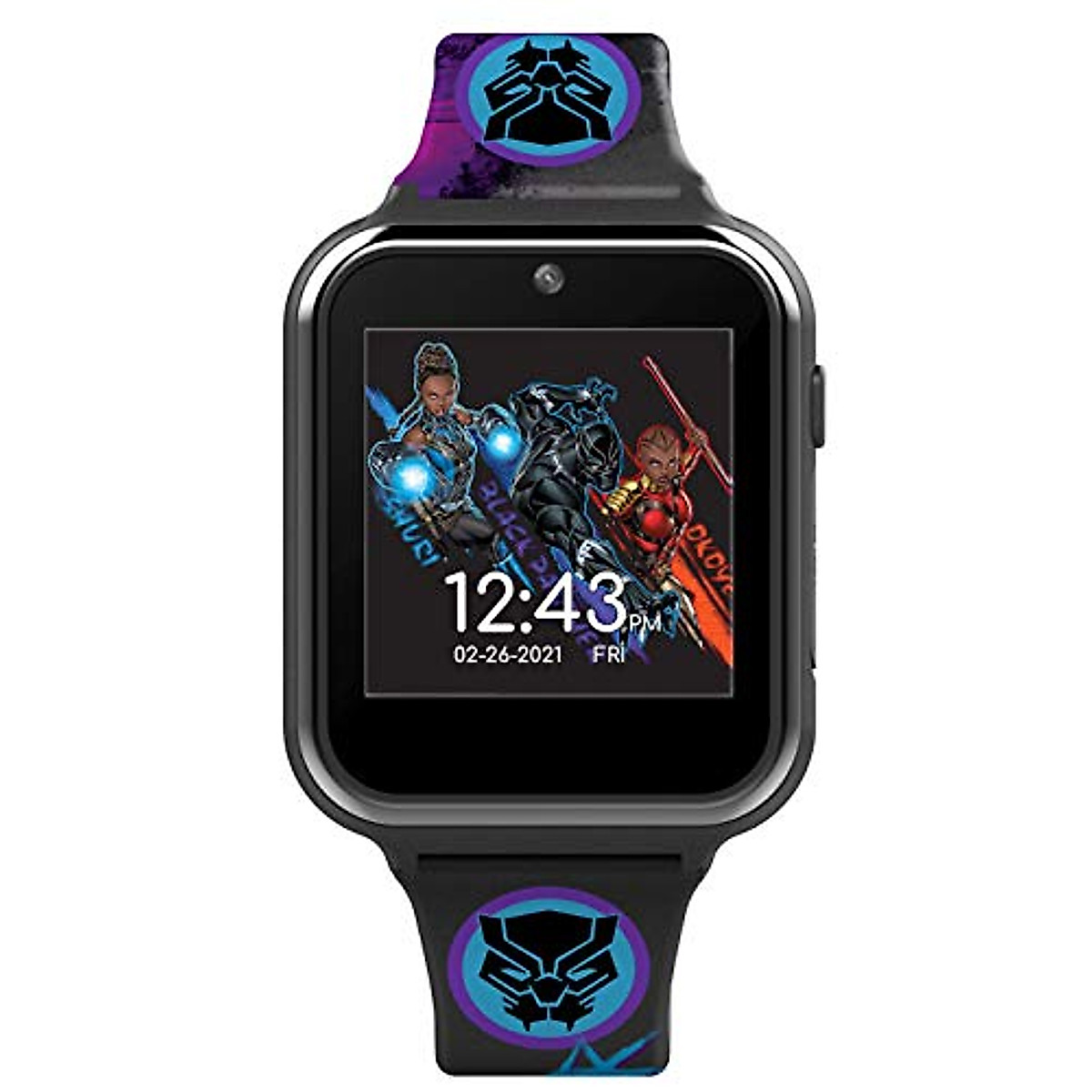 Accutime Kids Marvel Black Panther Black Educational ,Touchscreen Smart Watch Toy for Boys, Girls, Toddlers - Selfie Cam, Learning Games, Alarm, Calculator, Pedometer (Model: AVG4608AZ)