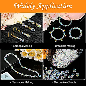 Tetutor Crystal Beads, 800 Pcs Crystal Glass Beads Bulk, Clear Crystal Beads for Jewelry Making, AB Color Rondelle Faceted Beads Suncatcher Beads for DIY Craft Jewelry Bracelet Making