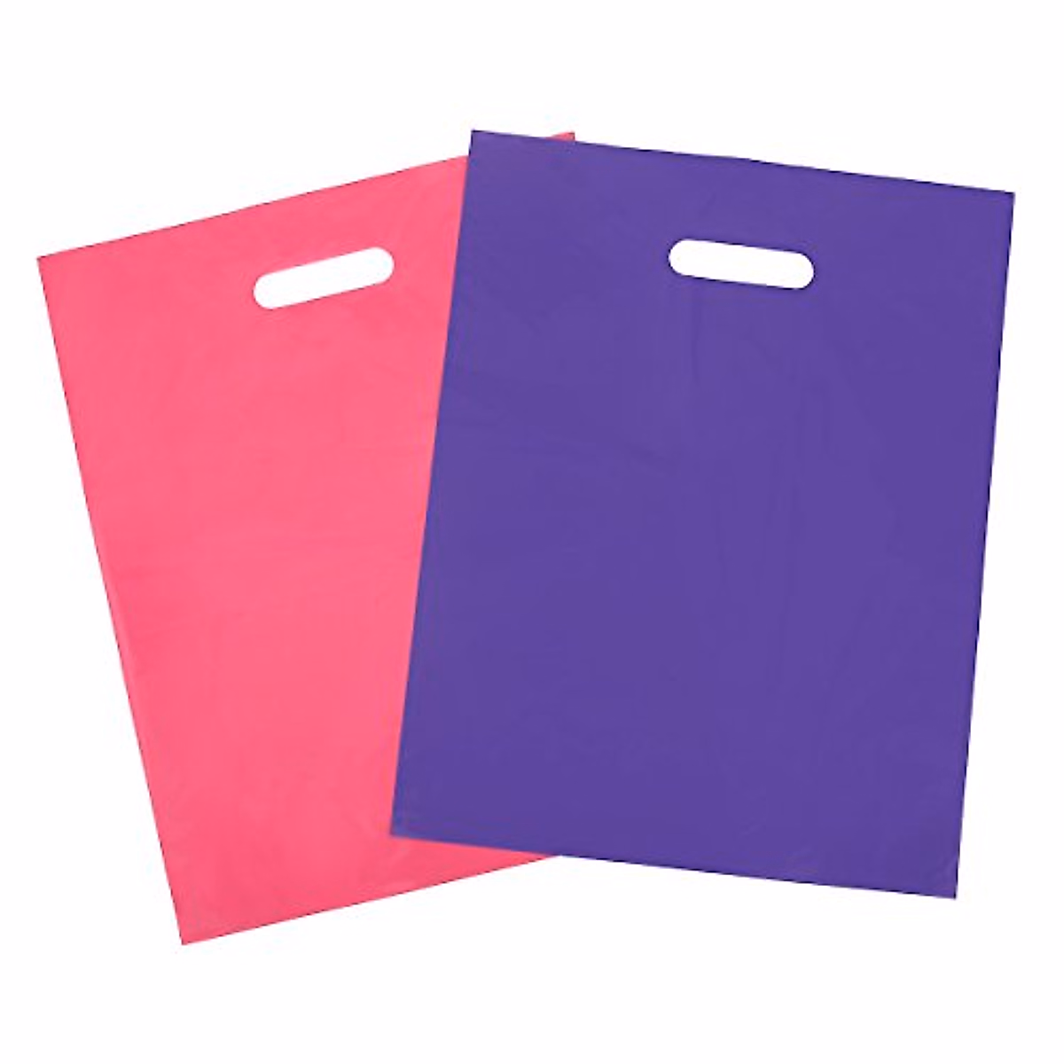 100 12x15 Glossy Pink and Purple Plastic Merchandise Bags w/Handles