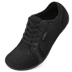 L-RUN Womens Mens Minimalist Barefoot Shoes Comfortable Casual Shoes Wide Toe Box Zero Drop Shoes Black L（W:8-9,M:6.5-7.5
