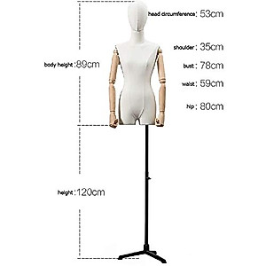Tailors Dummy Female Mannequin Torso Body with Adjustable Golden Stand |for Clothing Dress Jewelry Display Dressmakers Dummy