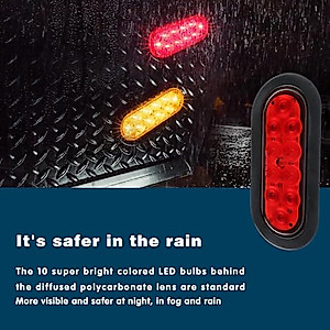 QODOLSI Pack-2 Car Tail Lights, Oval Led Light Bulbs, Brake Lights with Plug, 12V Turn Lights, 7.48" x 3.26" Auto Bulbs Replacement, Universal for Most Cars, Trucks, SUVs, Trailer (Red)