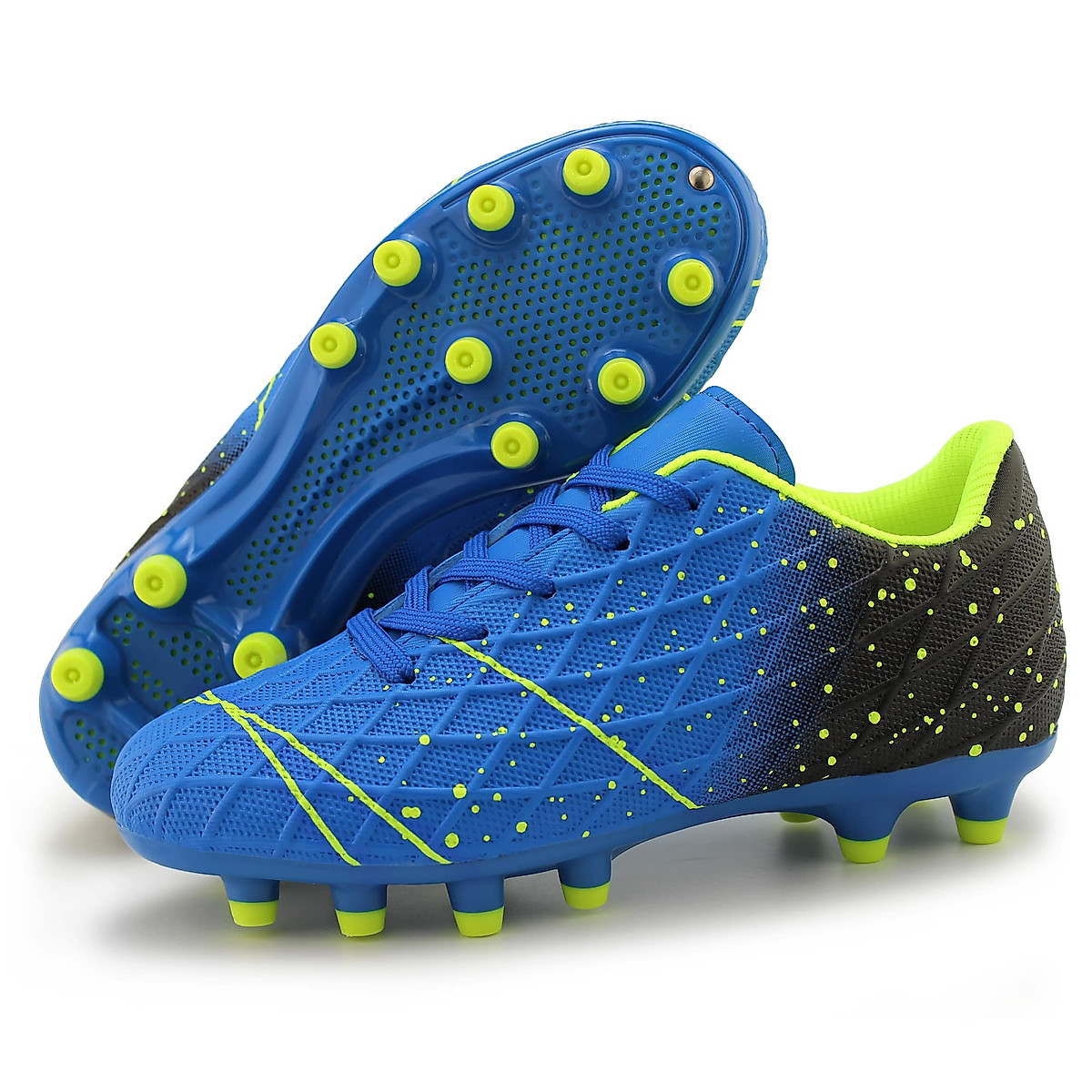 Tobfis Kids Outdoor Firm Ground Soccer Cleats for Training and Competition, Blue PU, 13 M US