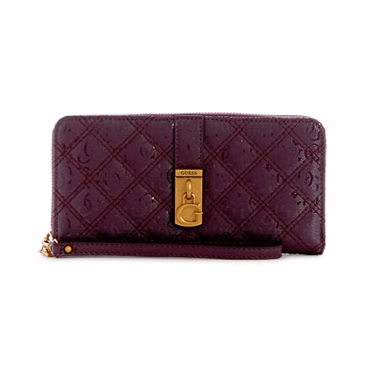 GUESS Gaia Large Zip Around Wallet, Plum