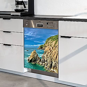 Dishwasher Magnet Cover La quebrada of Acapulco Magnetic Refrigerator Stickers Decorative Appliance Cover Fridge Panels Metal Door Garage 23"Wx26"H