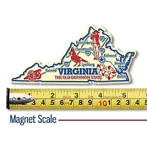 Virginia Giant State Magnet by Classic Magnets, 5.5" x 2.6", Collectible Souvenirs Made in The USA