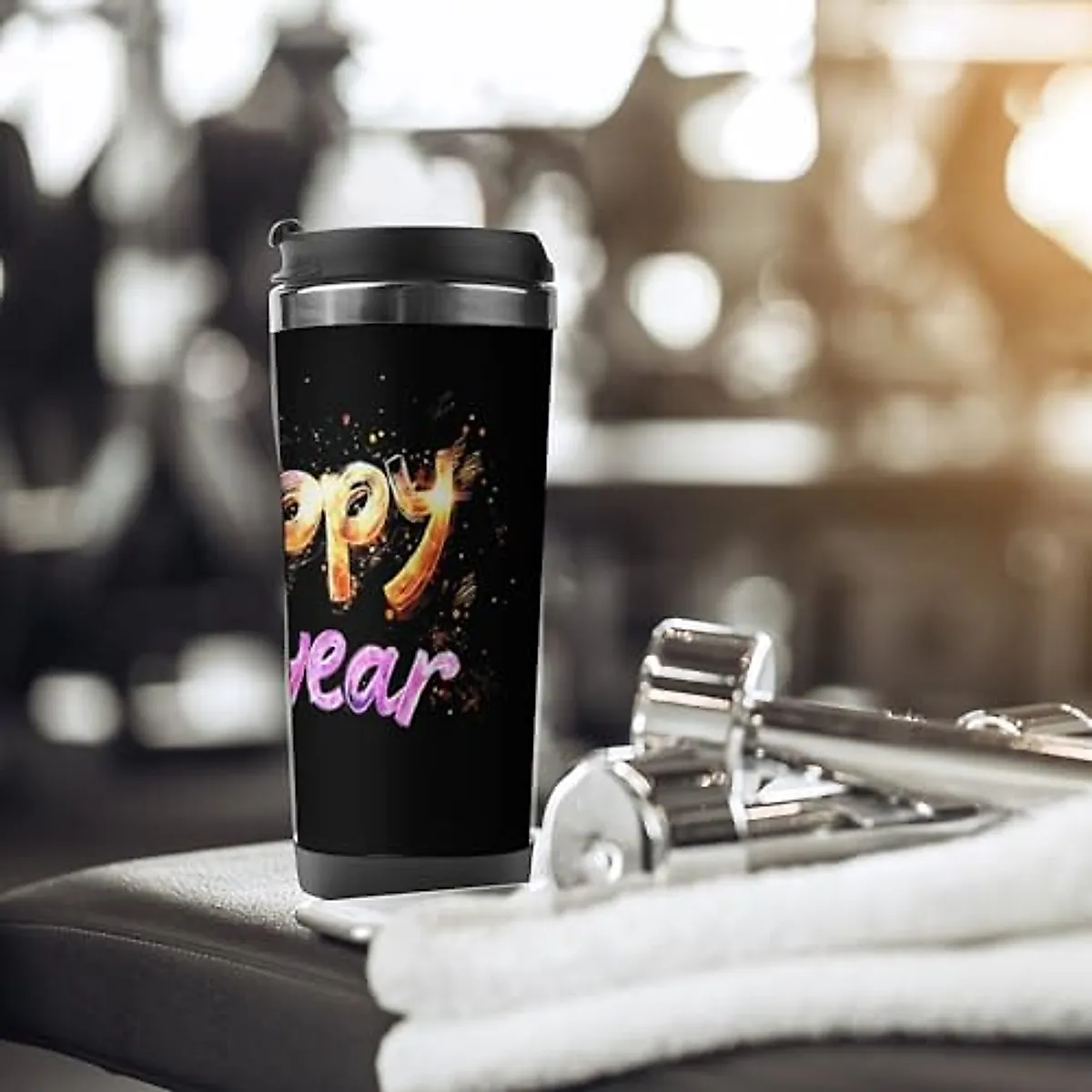 Happy New Year Travel Coffee Mug Reusable Insulated Drinking Cup with Lid for Home Outdoor Works 13 Oz