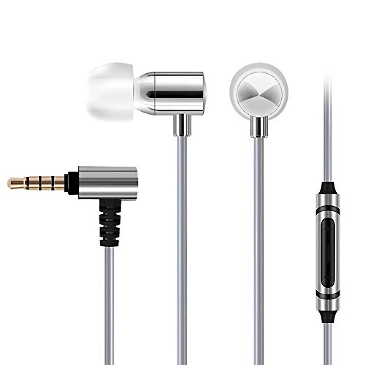 FAAEAL Poppy Metal Earphone Stereo Bass HiFi Tuning Headset 3.5mm Wired in-Ear Earphones for Mobile Phone PC MP3 Player, Headset with 5N LC-OFC Cable for Exercise Office (with Mic)
