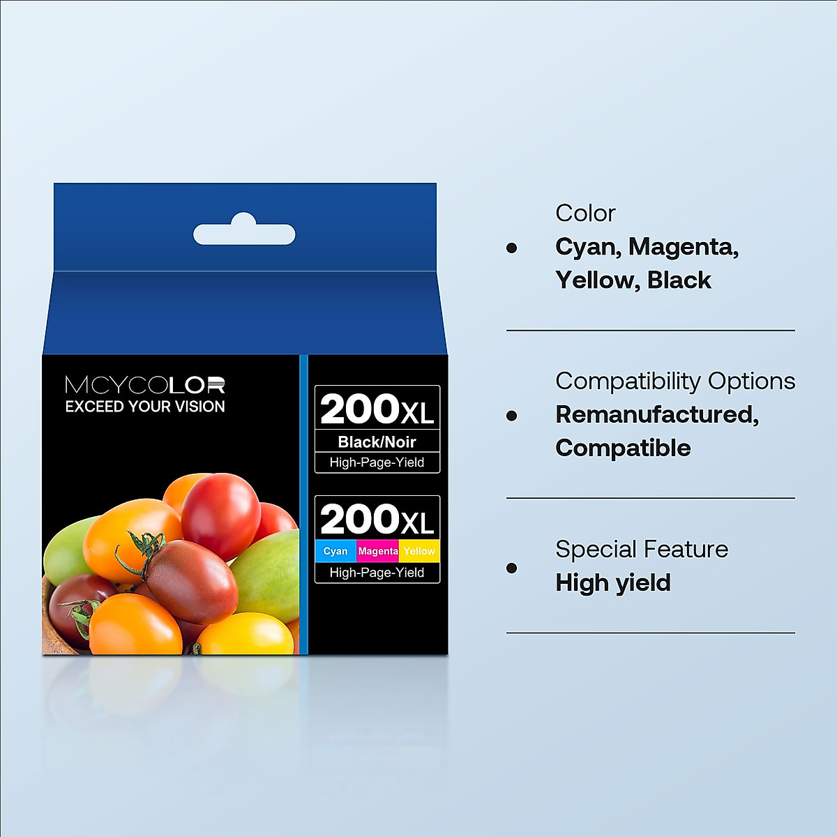 MCYCOLOR 200XL Ink Remanufactured for Epson 200 XL Ink Cartridge to Use with XP-200 XP-300 XP-310 XP-400 XP-410 WF-2520 WF-2530 WF-2540 Printer（2 Black, 1 Cyan, 1 Magenta, 1Yellow ）