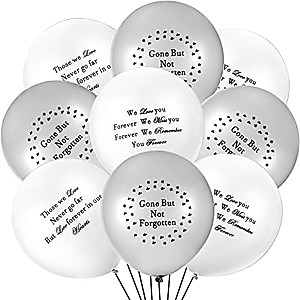 60 Pieces Memorial Balloons Funeral Remembrance Balloons Personalizable Funeral Balloons for Death and Funeral, White and Silver