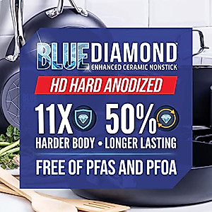 Blue Diamond Cookware Hard Anodized Ceramic Nonstick, 10" Frying Pan Skillet, PFAS-Free, Dishwasher Safe, Oven Safe, Grey